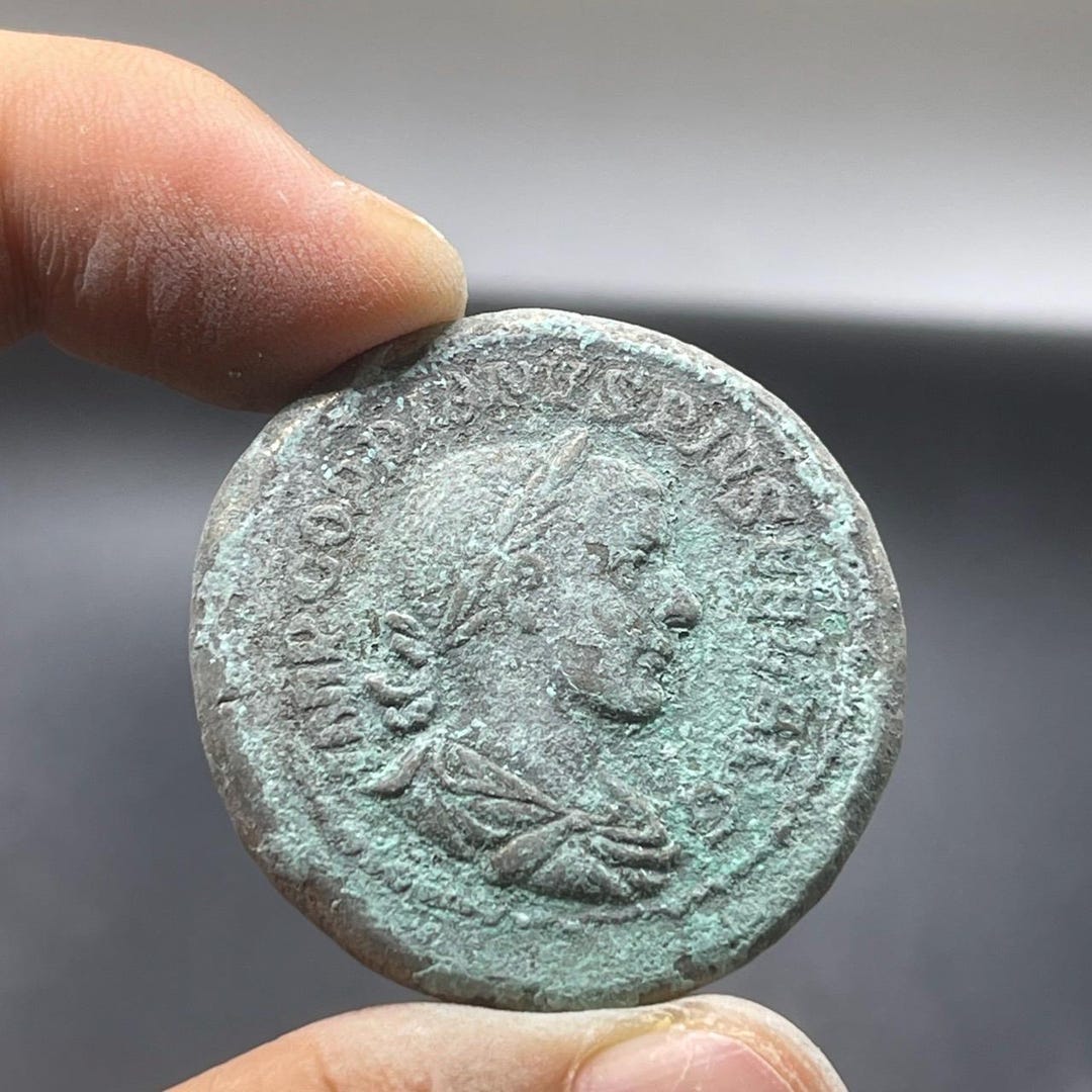 Ancient Bactrian Greco- Bronze Rare Coin With Remarkable Patina in Good ...