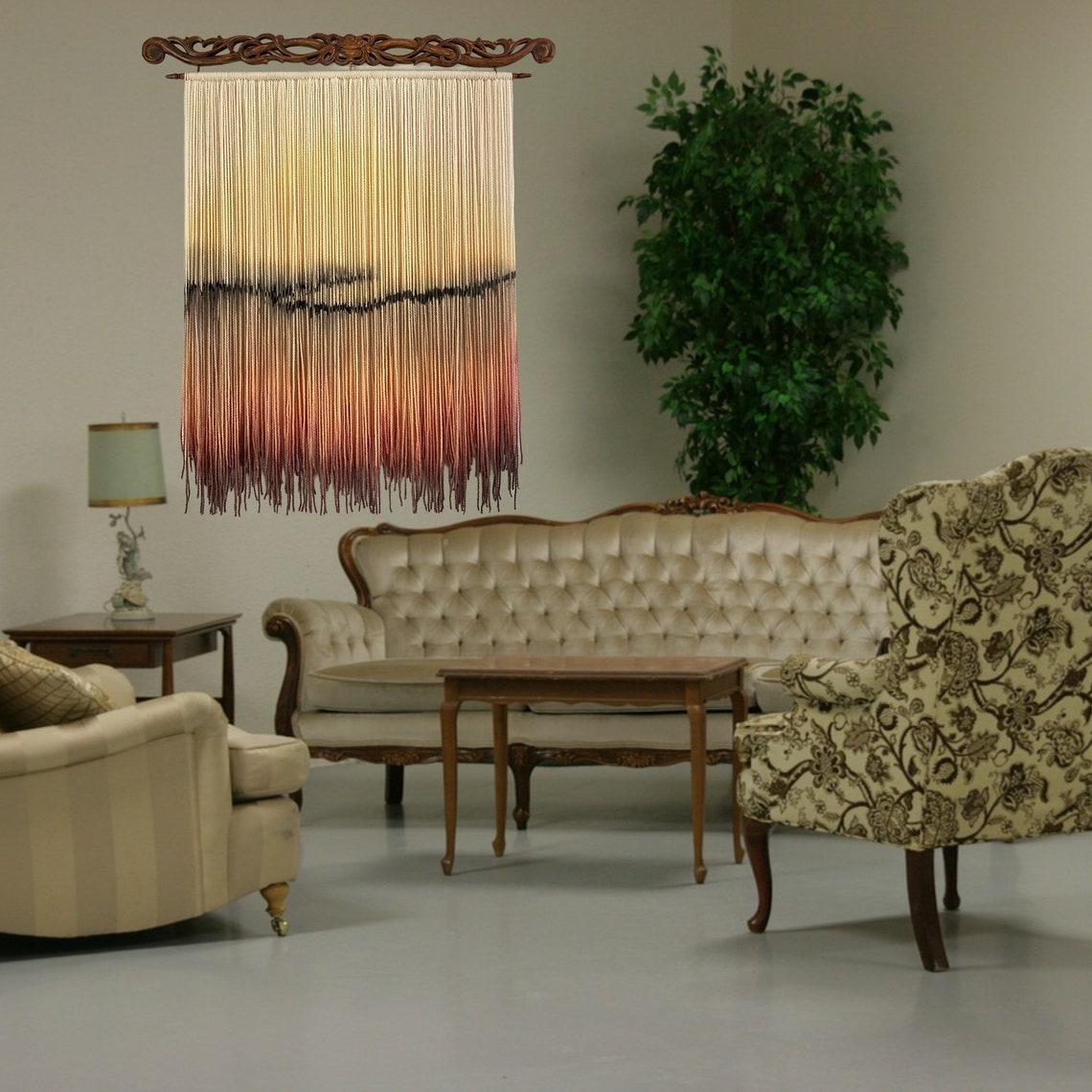 Vintage Wall Hanging Victorian Macrame Fiber Living Room | Etsy