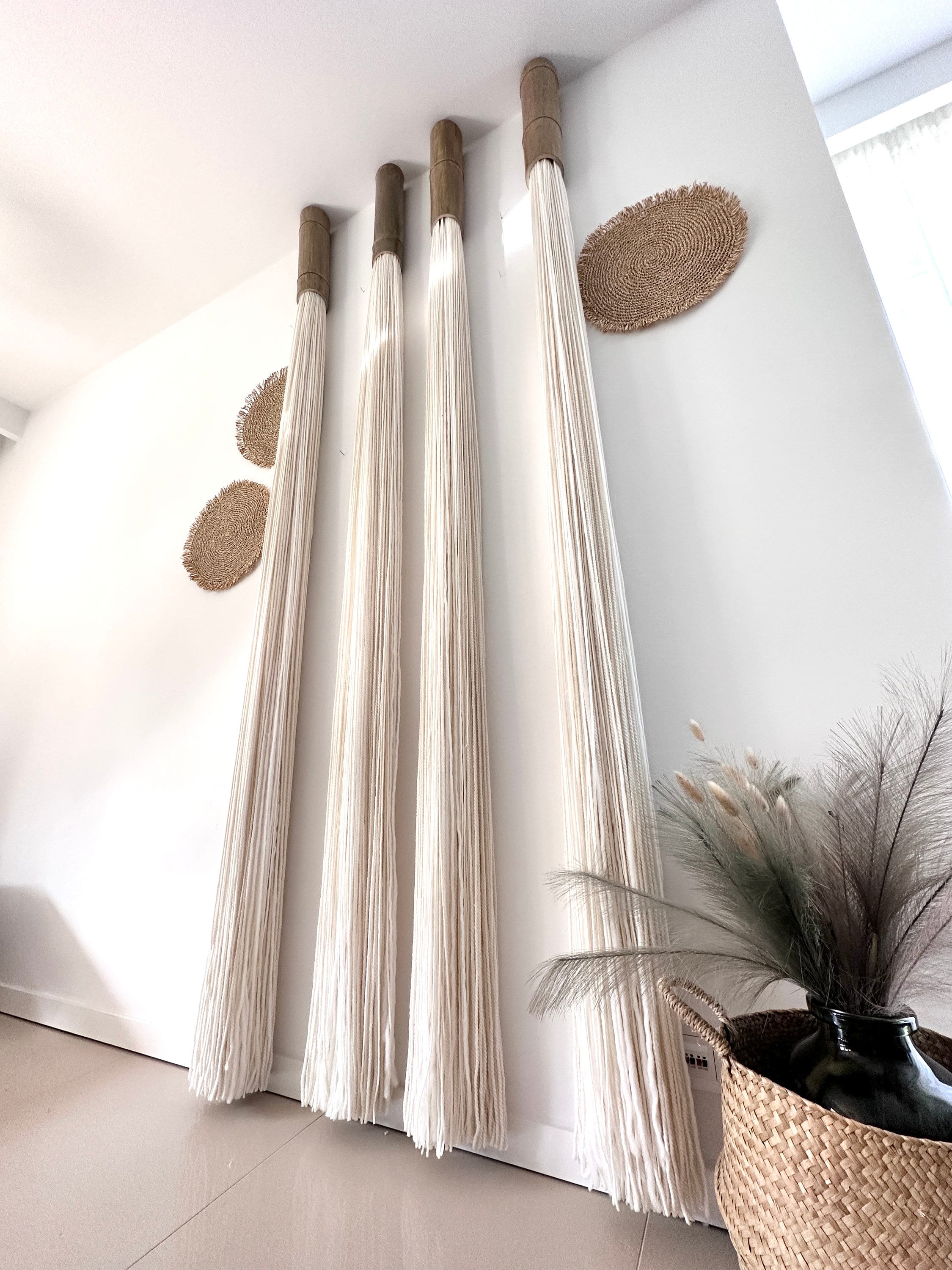 Long Single Tassel Hanging on the Wall, Sculpture Bamboo Wall Art ...