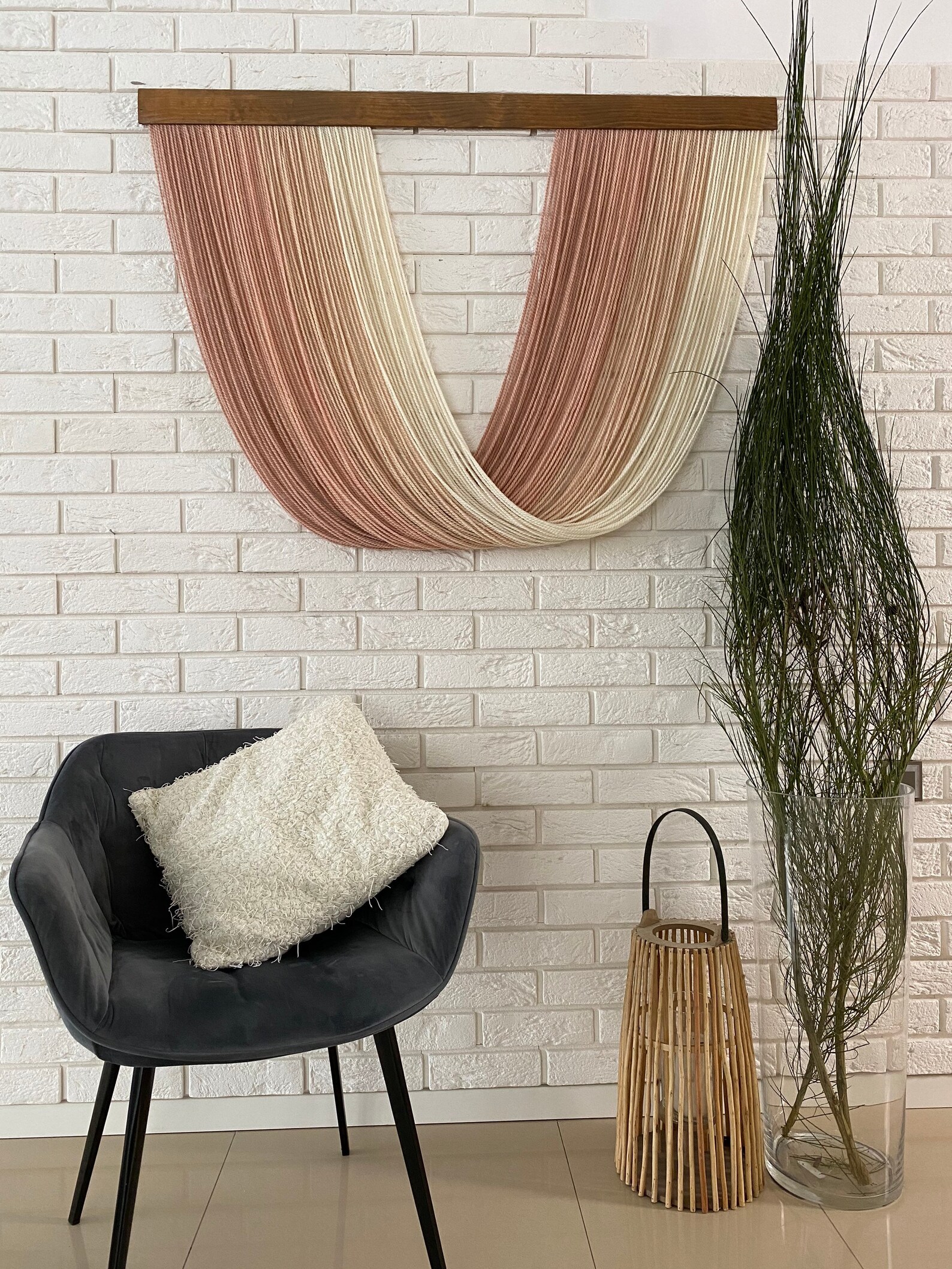 Tan Wall Hanging Tapestry, Beige Wall Art, Large Extra Full Dip Dye ...