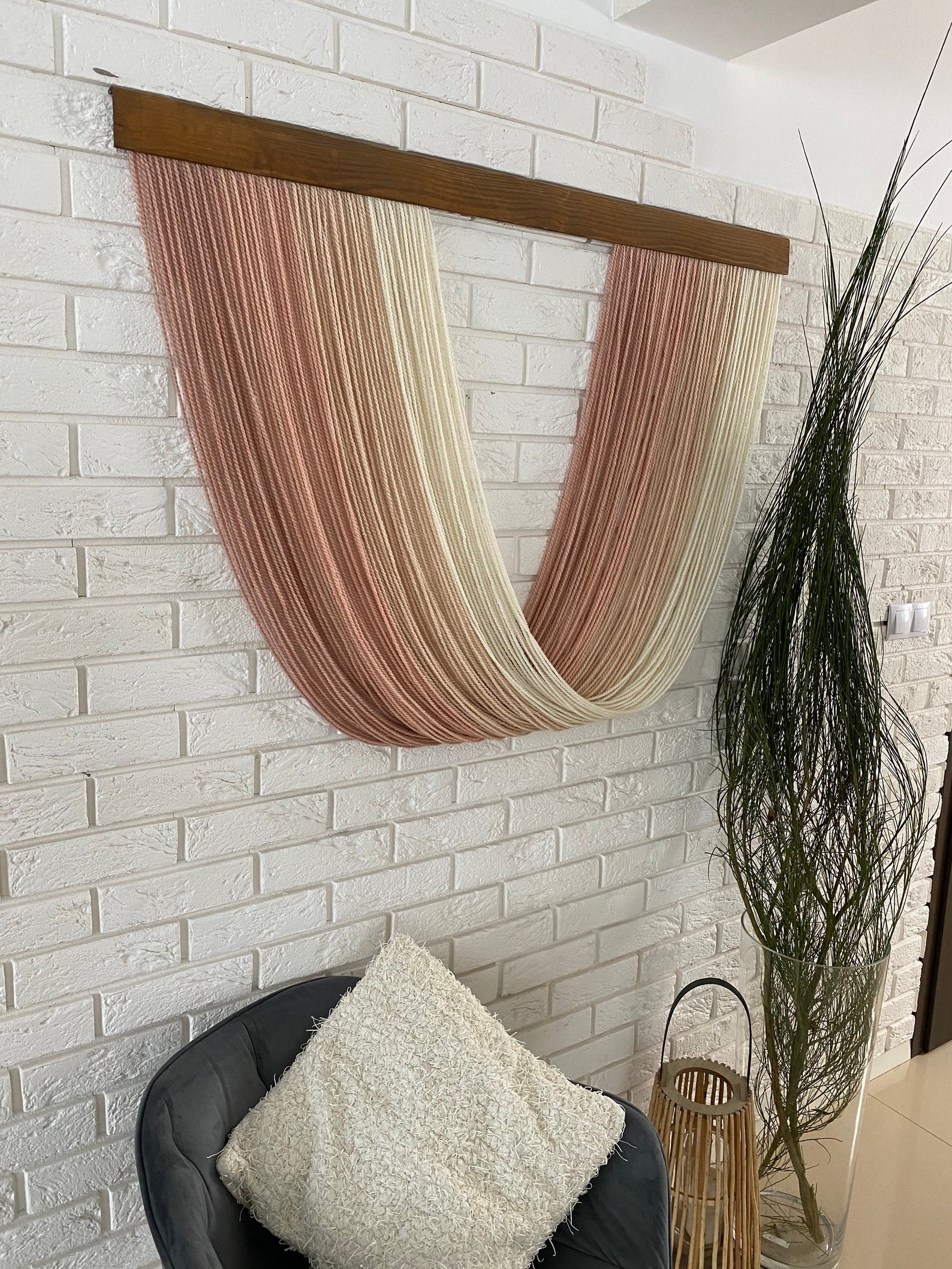 Tan Wall Hanging Tapestry, Beige Wall Art, Large Extra Full Dip Dye ...