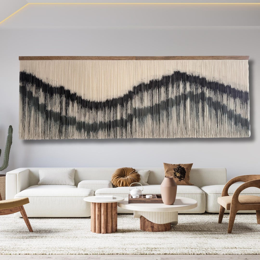 Chic Large Scale Wool Art - Modern Dip Dye Wall Hanging - Unique Olivia ...