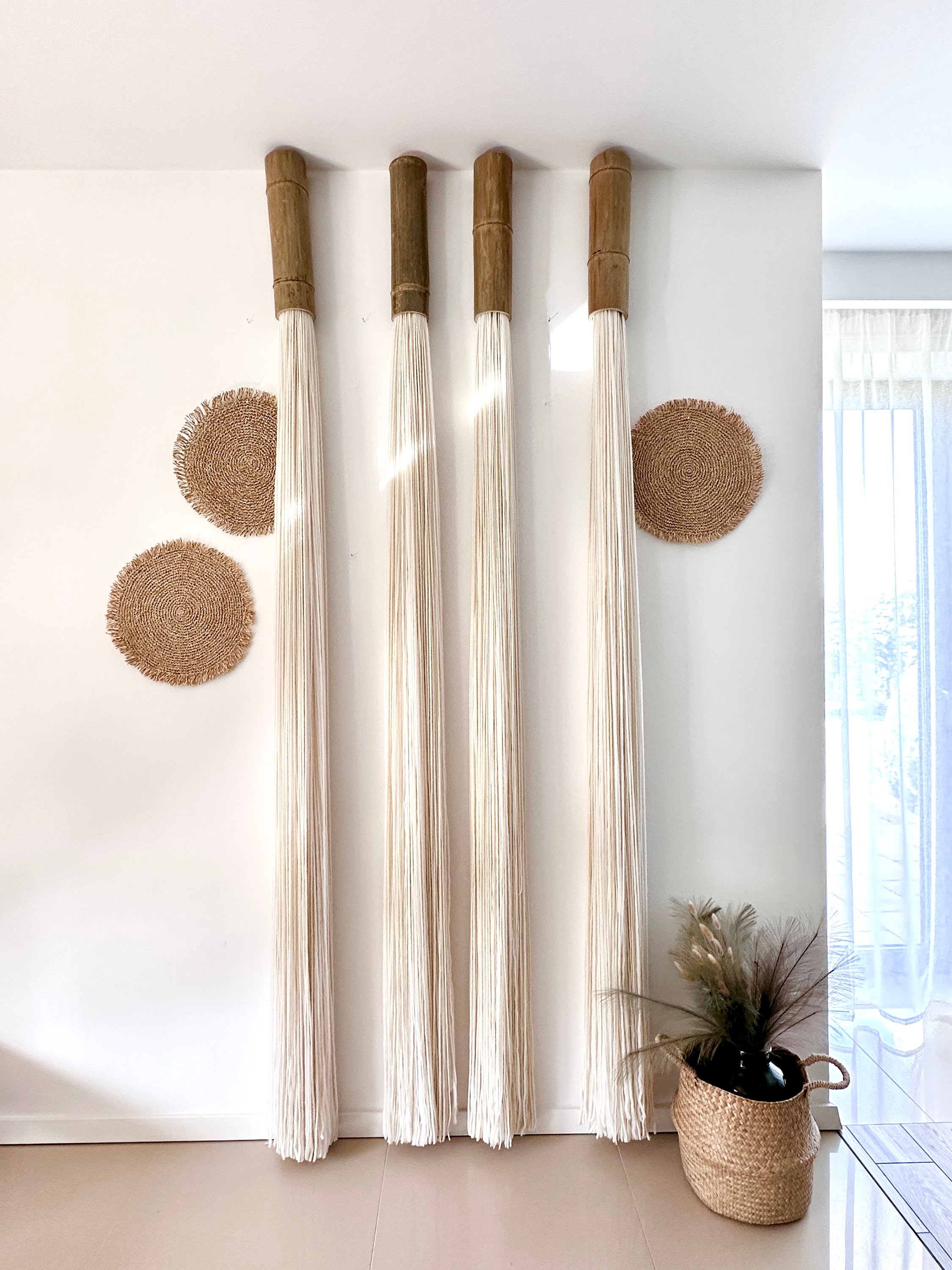 Long Single Tassel Hanging on the Wall, Sculpture Bamboo Wall Art ...