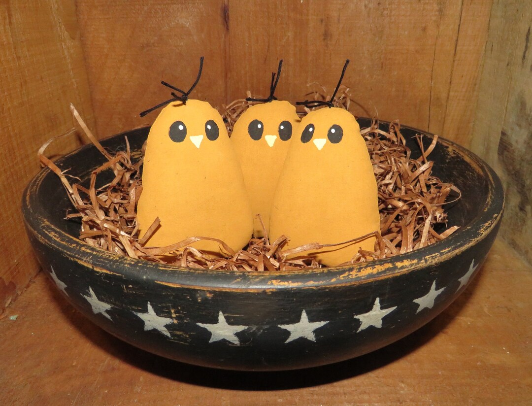 Big Eyed Chick Bowl Fillers, Set of 3 Spring Country Primitive ...