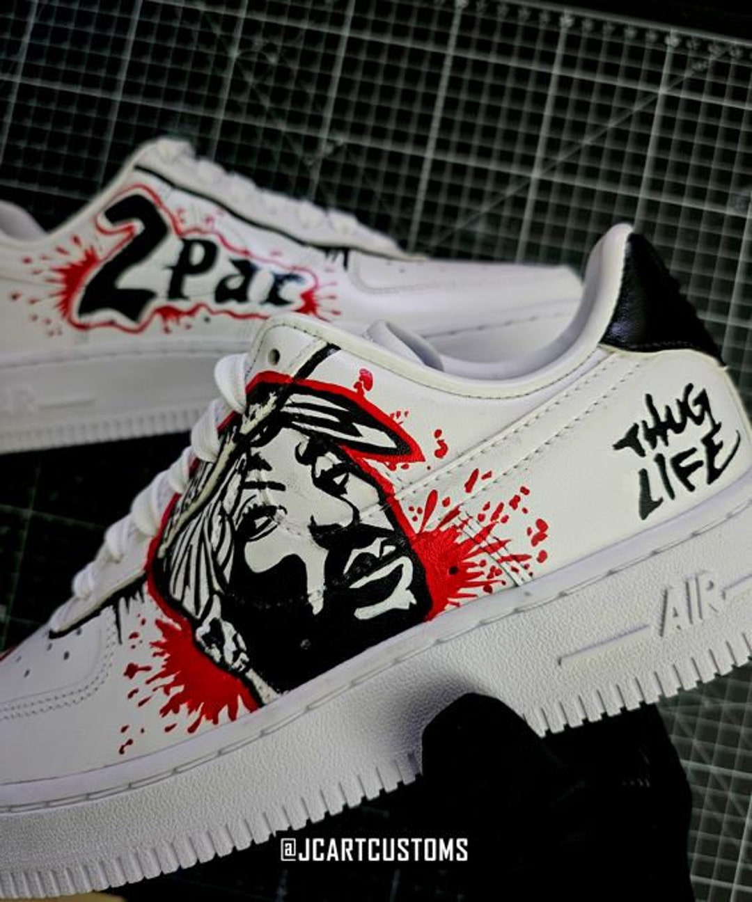 2PAC Tug Life Custom Shoes Handpainted Sneakers Artist Rapper Tupac ...