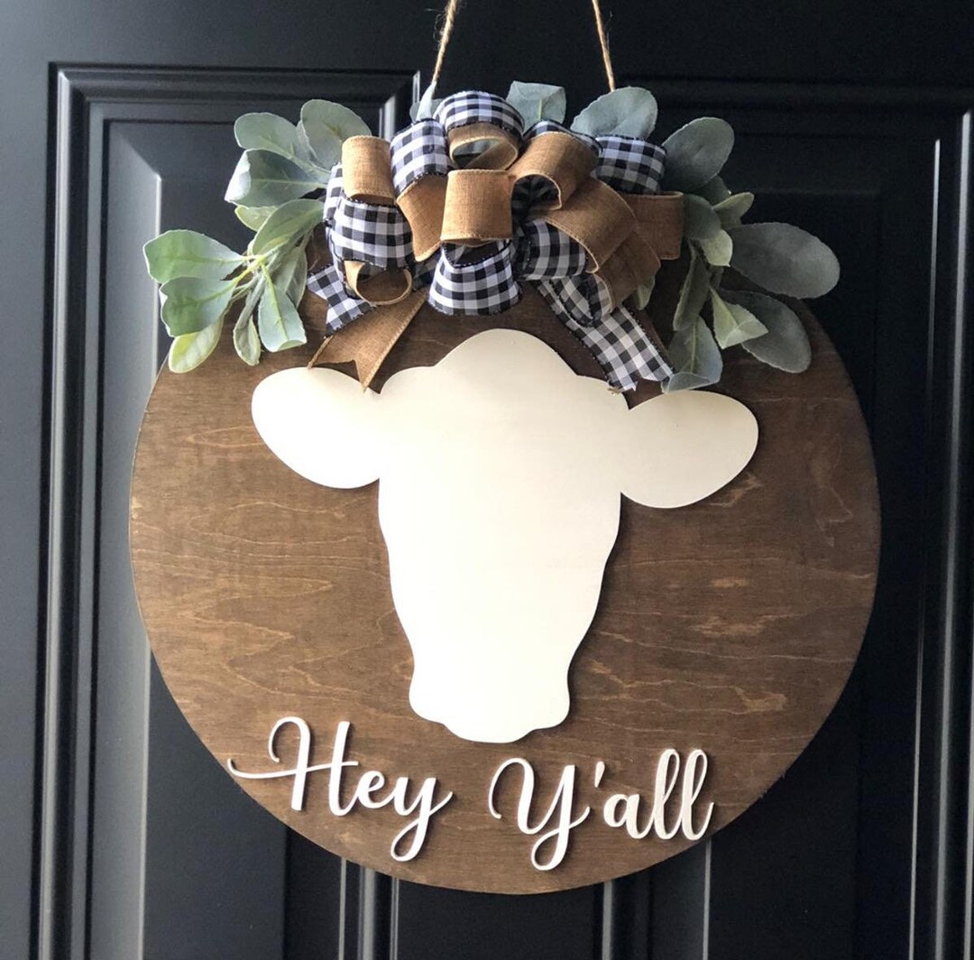 Cow Head Wood Door Hanger - Etsy