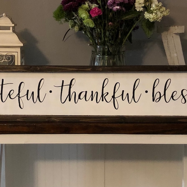 Grateful Thankful Blessed Sign - Etsy