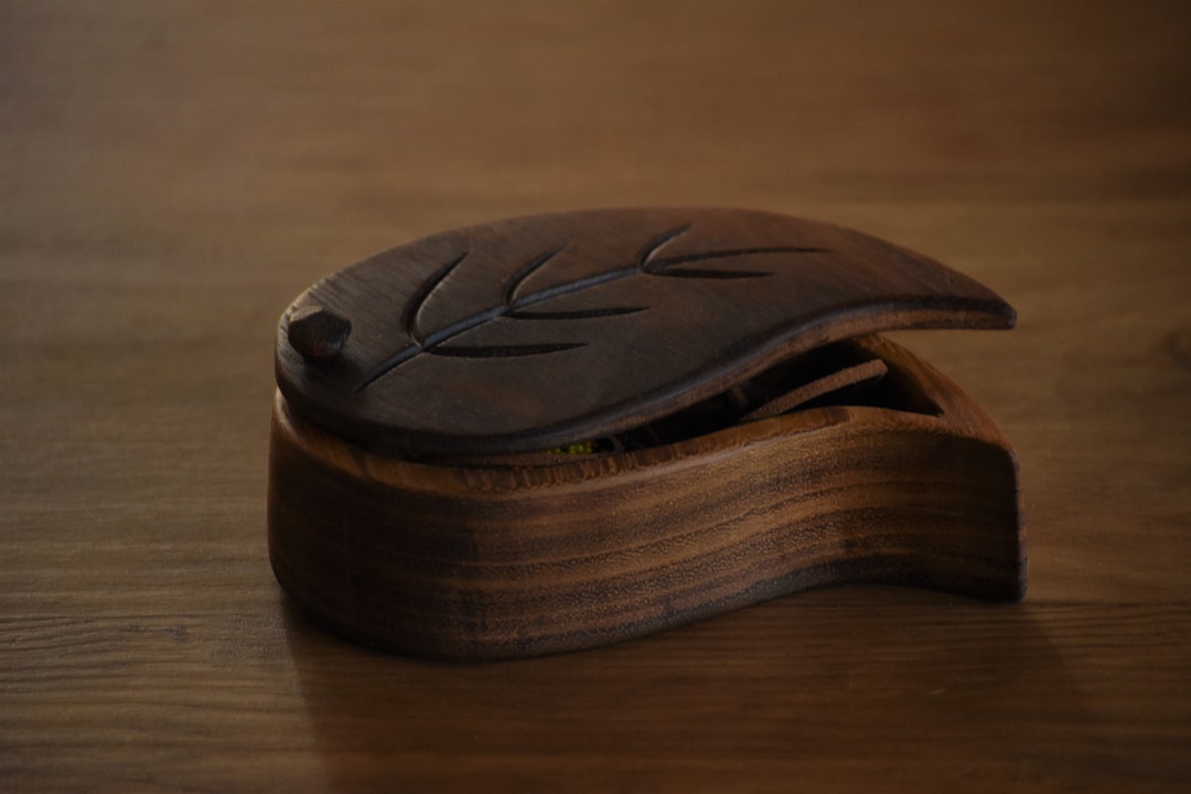 Handmade Wooden BOX/ JEWELRY BOX in the Shape of a Leaf/ Handmade SUGAR ...