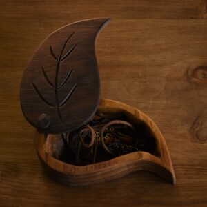 Handmade Wooden BOX/ JEWELRY BOX in the Shape of a Leaf/ Handmade SUGAR ...
