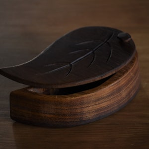 Handmade Wooden BOX/ JEWELRY BOX in the Shape of a Leaf/ Handmade SUGAR ...