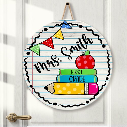 Monogrammed Teachers Pencil. Wooden Door Hanger. Teacher - Etsy
