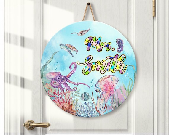 Personalized Sea Life Door Sign Custom Name Sign Colorful | Etsy