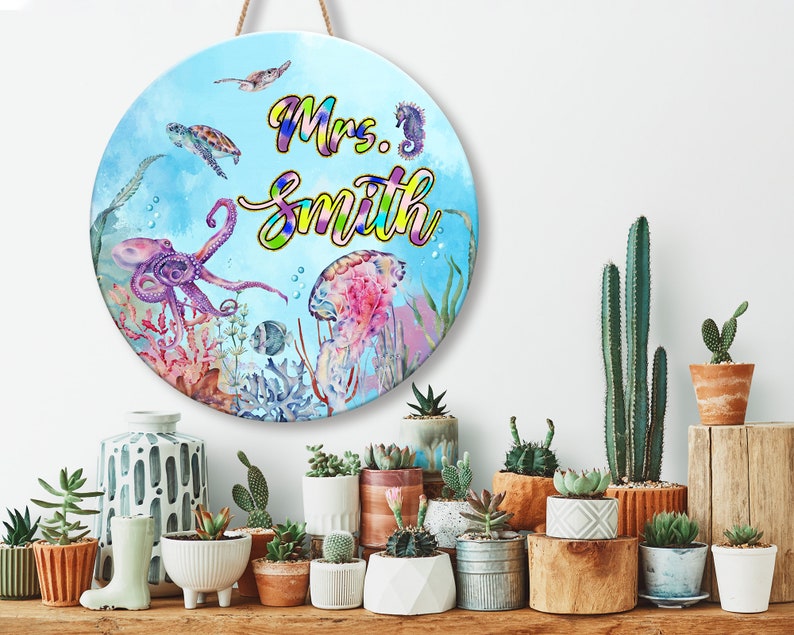 Personalized Sea Life Door Sign Custom Name Sign Colorful | Etsy
