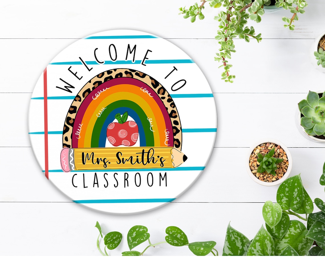 Teacher Rainbow Door Sign Classroom Door Sign Teacher Door - Etsy