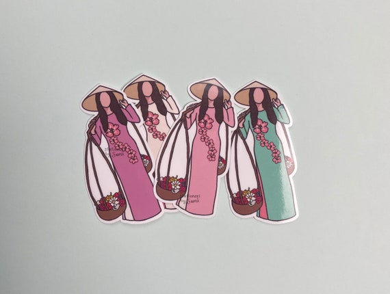 Glossy Sticker Ao Dai Sticker Die-Cut Sticker Vietnamese Vietnam ...
