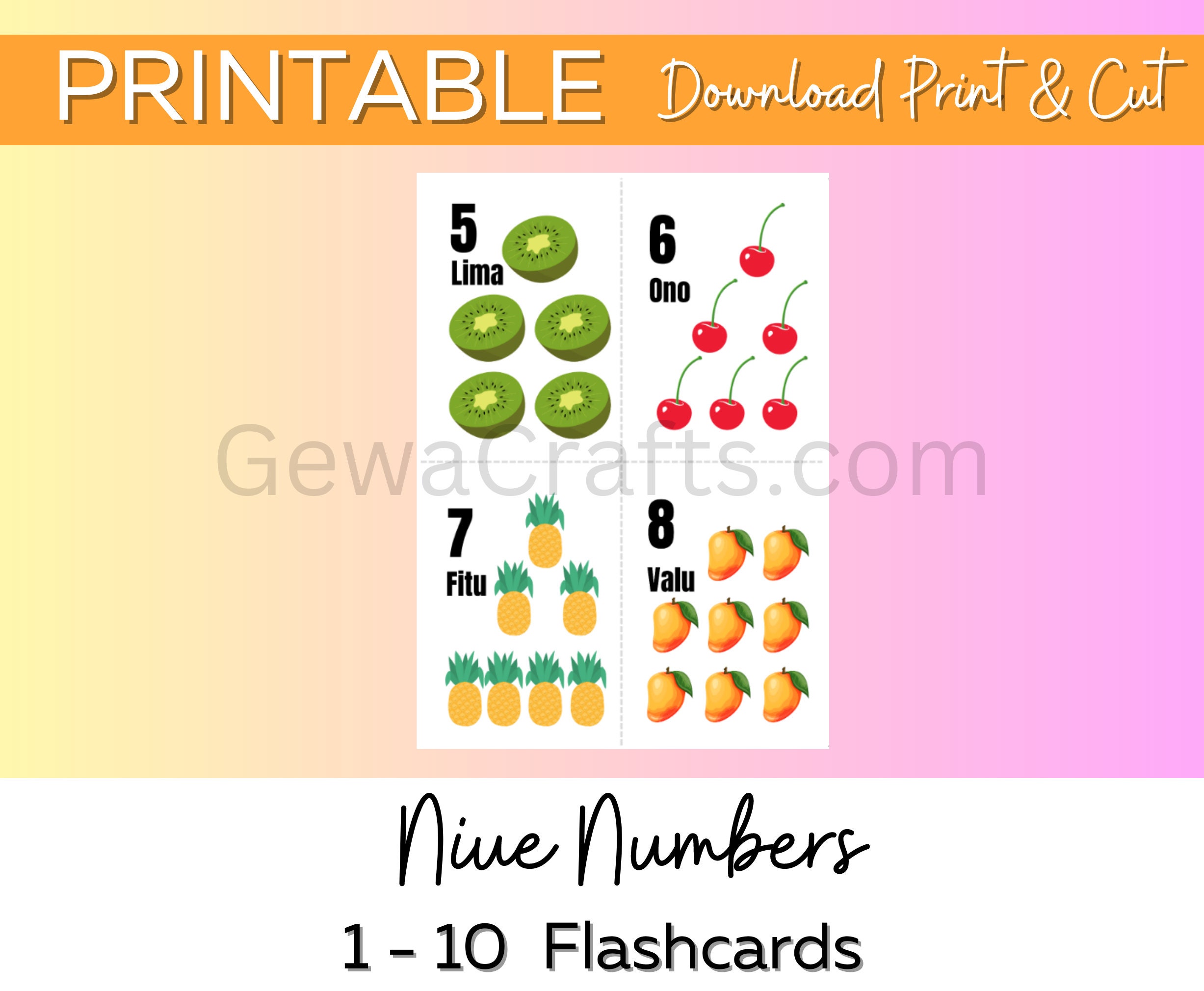 Learn Niue Numbers 1 to 10 Flashcards |learning Resource|educational ...