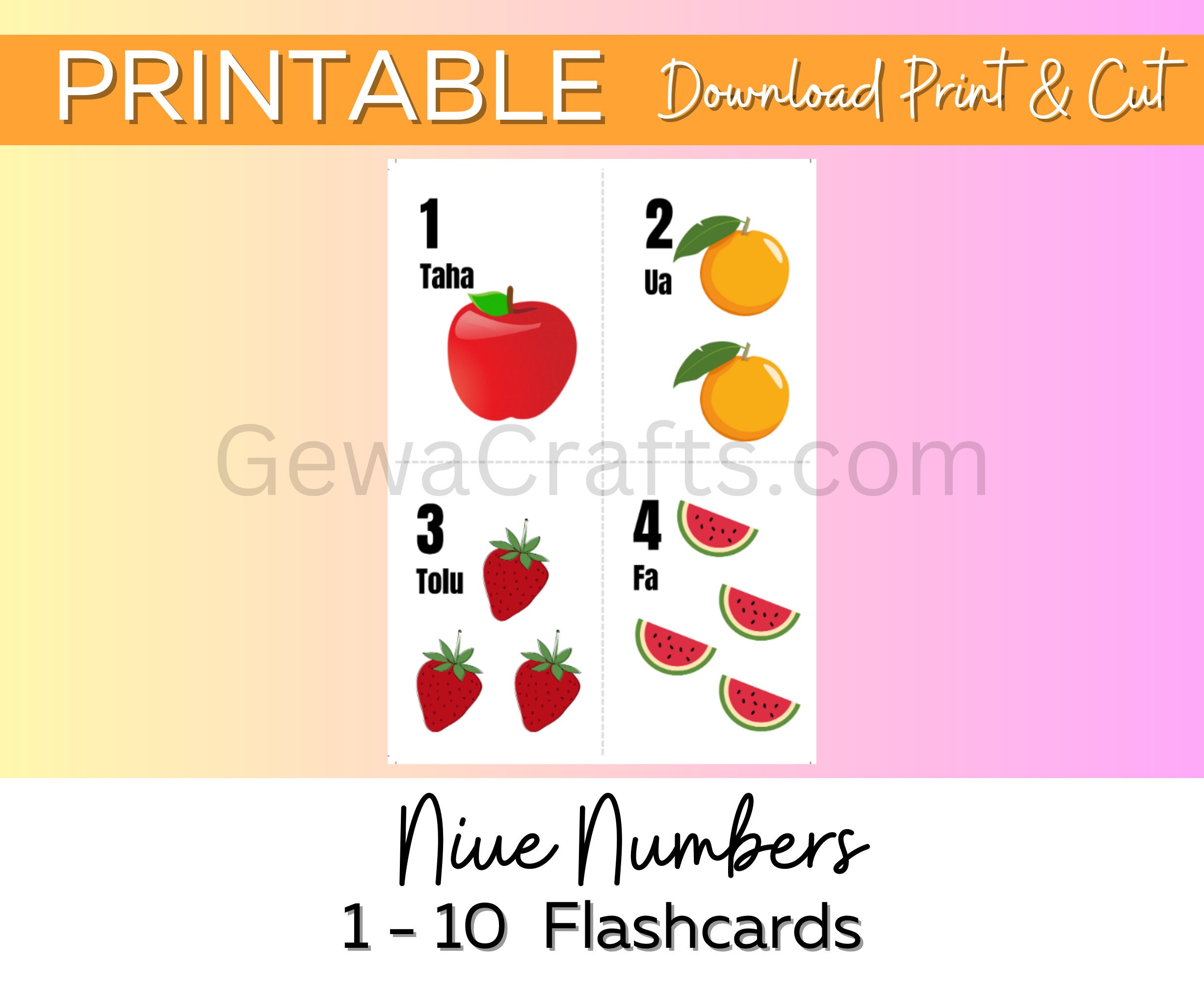 Learn Niue Numbers 1 to 10 Flashcards |learning Resource|educational ...