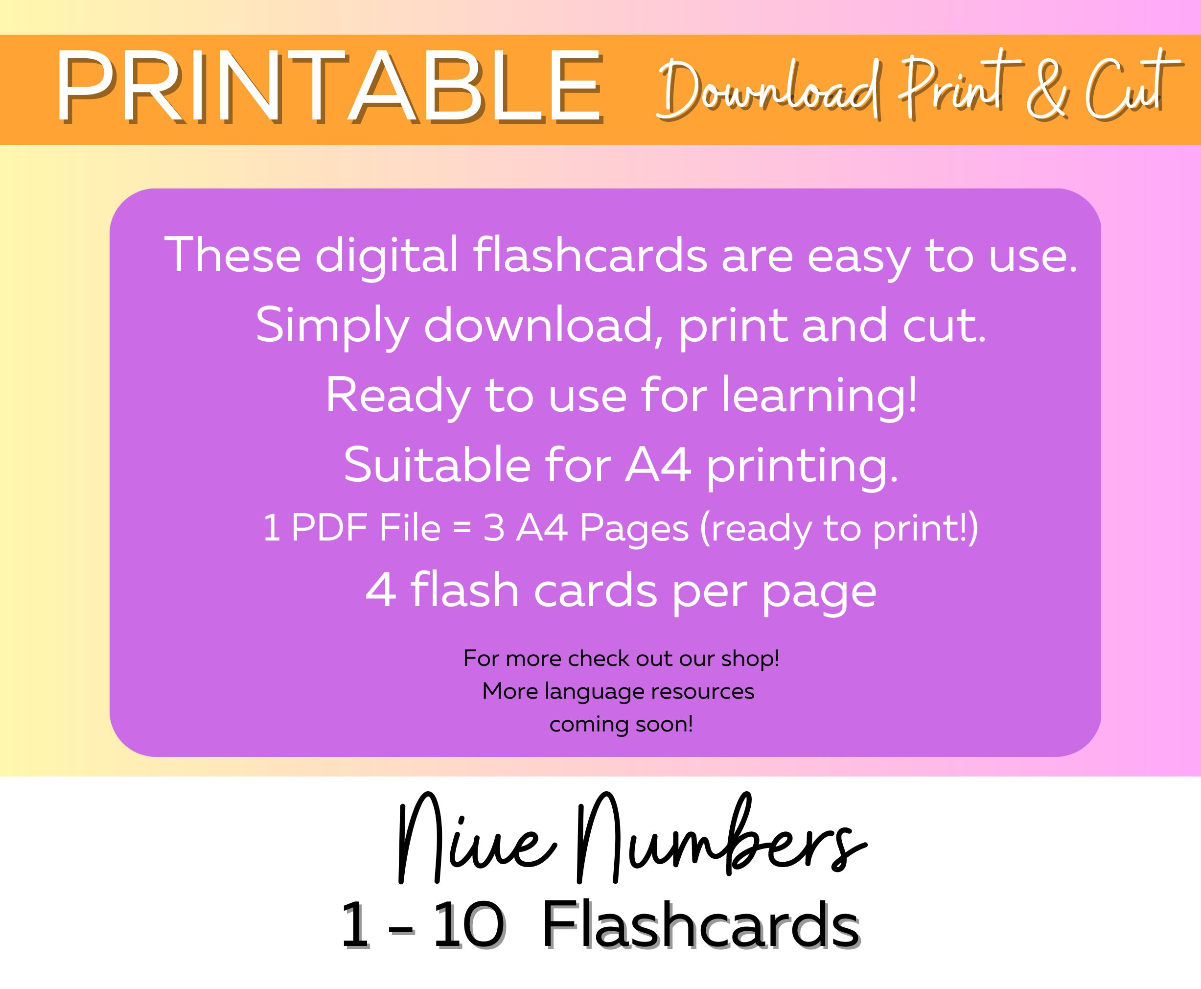 Learn Niue Numbers 1 to 10 Flashcards |learning Resource|educational ...