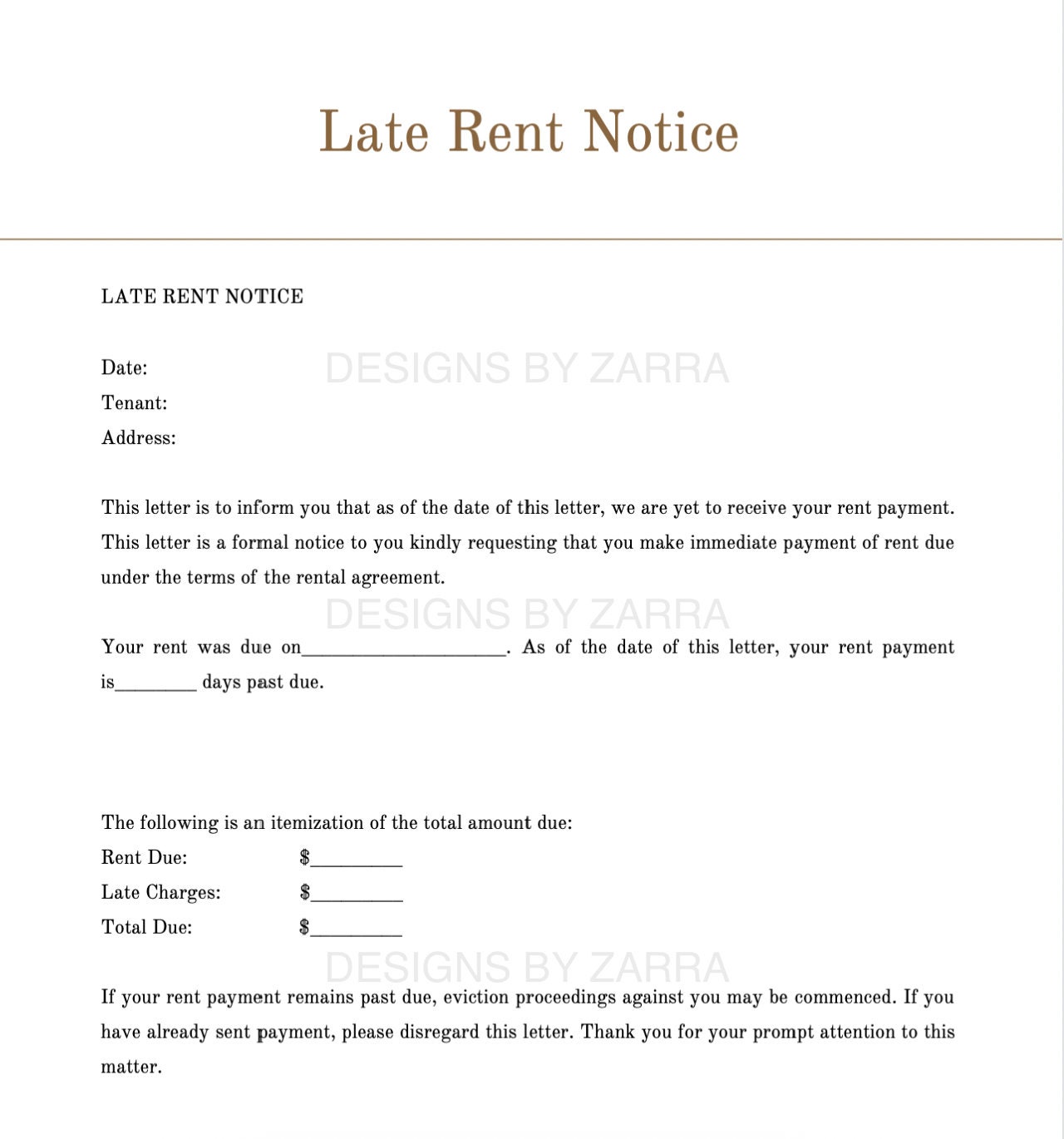 Past Due Letter Templates