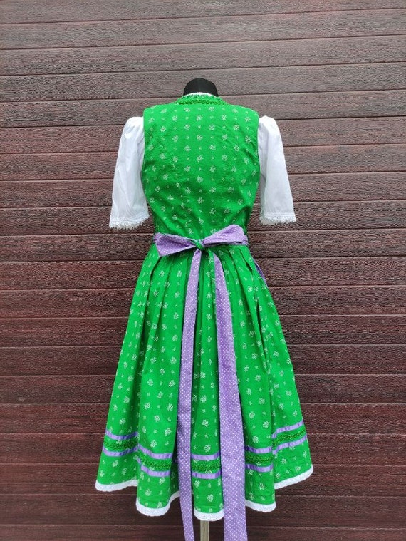 Vintage green dirndl dress m Oktoberfest dress Midi d… - Gem