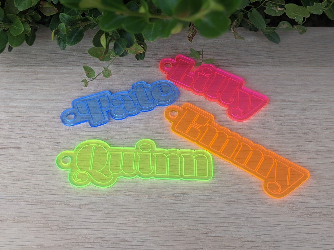 Personalized Neon Name Tags Sports Bag Tag School Bag - Etsy