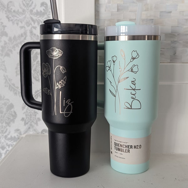 Stanley Tumbler Engraved Flower - Etsy