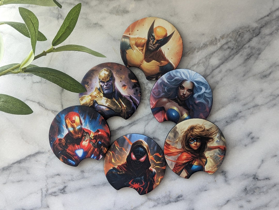 Marvel Inspired Car Coaster | Neoprene Car Coaster | Superhero Inspired ...