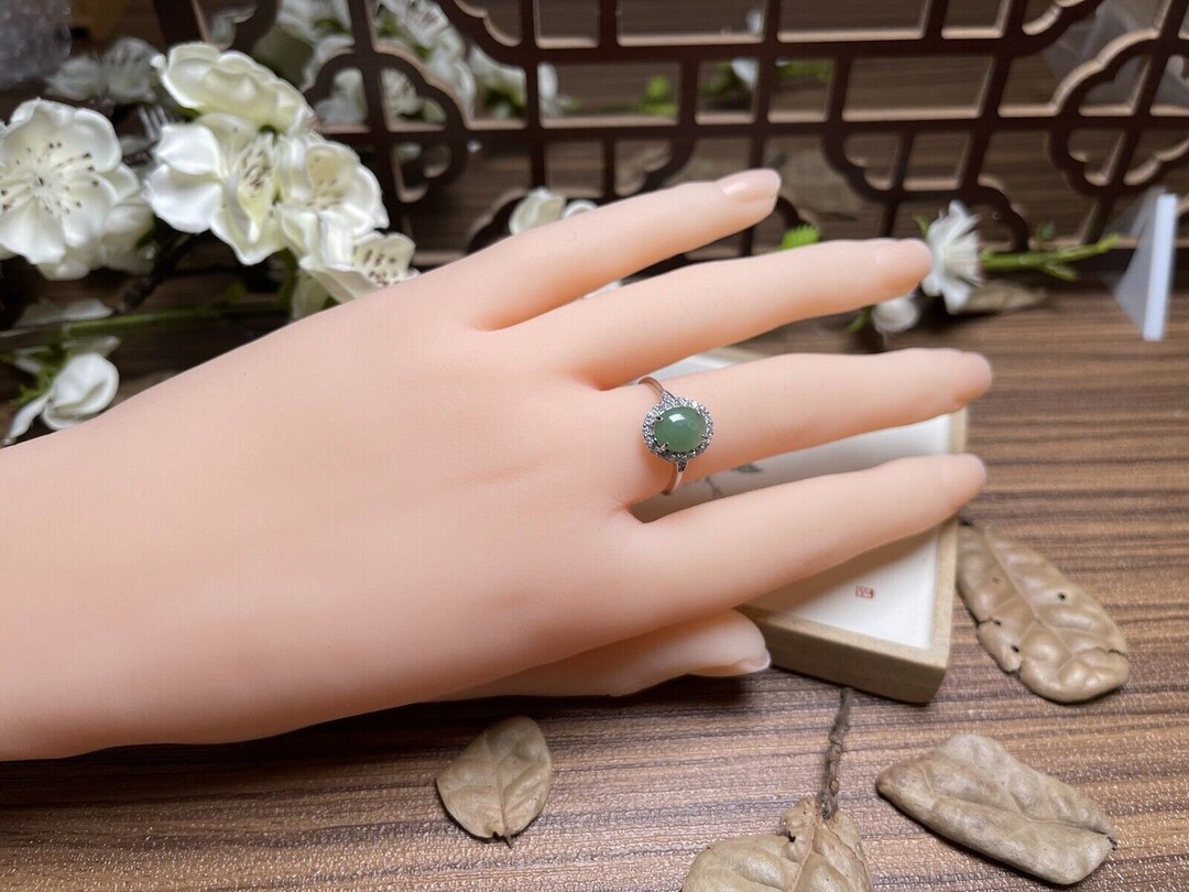 Certificated Grade A Jadeite Jade Ring 925 Silver 蛋面翡翠戒指-potato ...