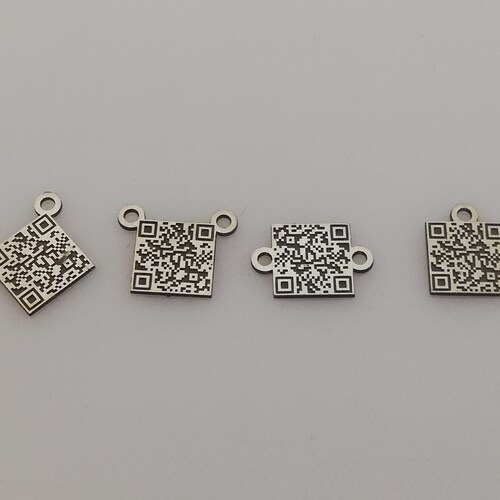QR Code Logo Charm Link Tag for Your Brand Two Side Engrave - Etsy