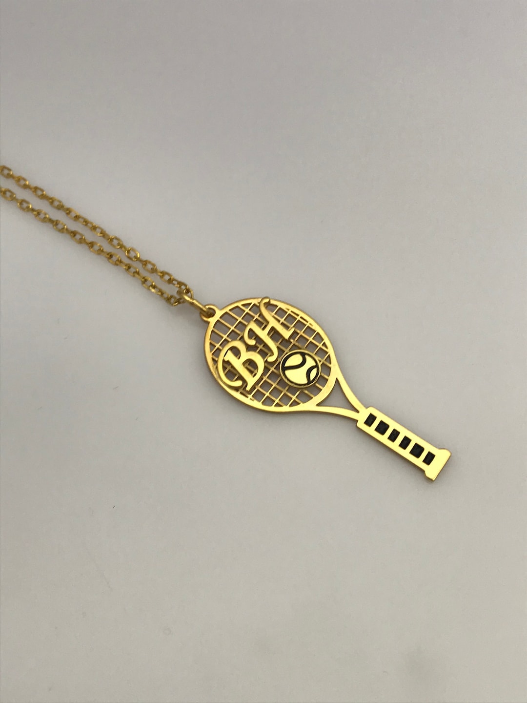 Silver Tennis Racket Name Necklace, Gift for Sporters, Sports Jewelry ...