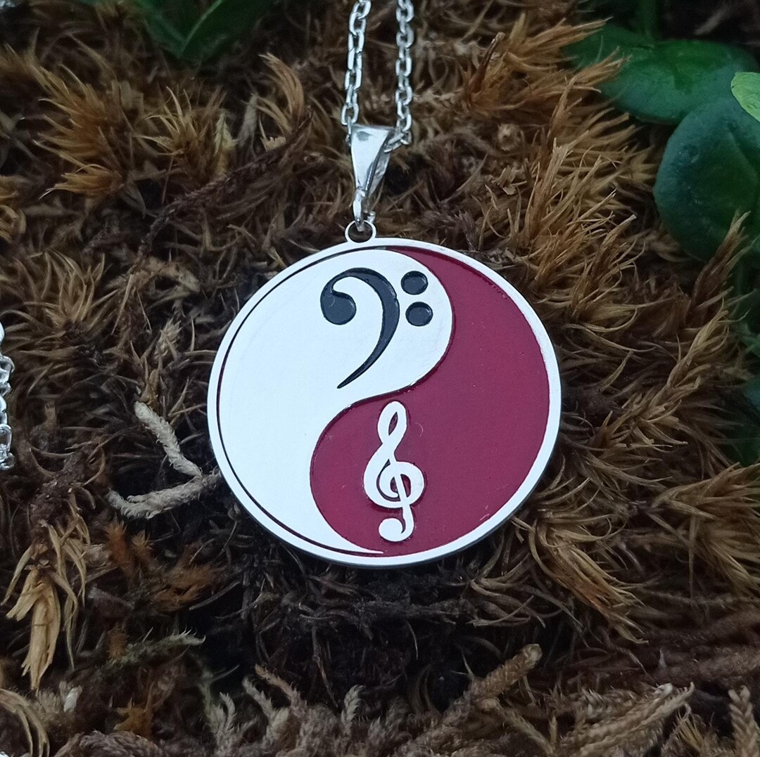 Custom Made Treble Clef and Bass Clef Yin Yang Necklace With Name ...