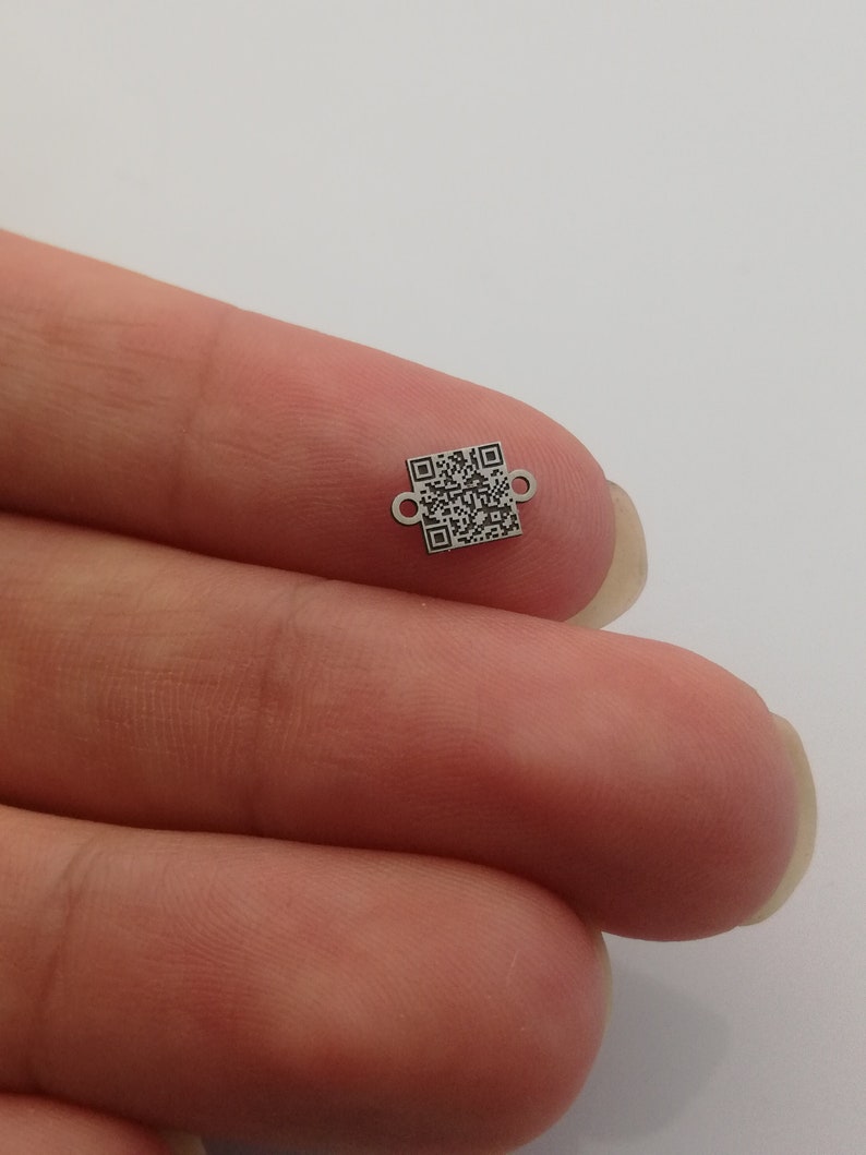 QR Code Logo Charm Link Tag for Your Brand Two Side Engrave - Etsy