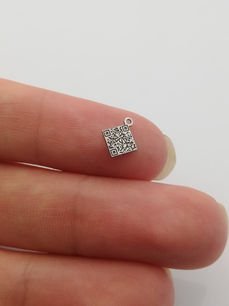 QR Code Logo Charm Link Tag for Your Brand Two Side Engrave - Etsy