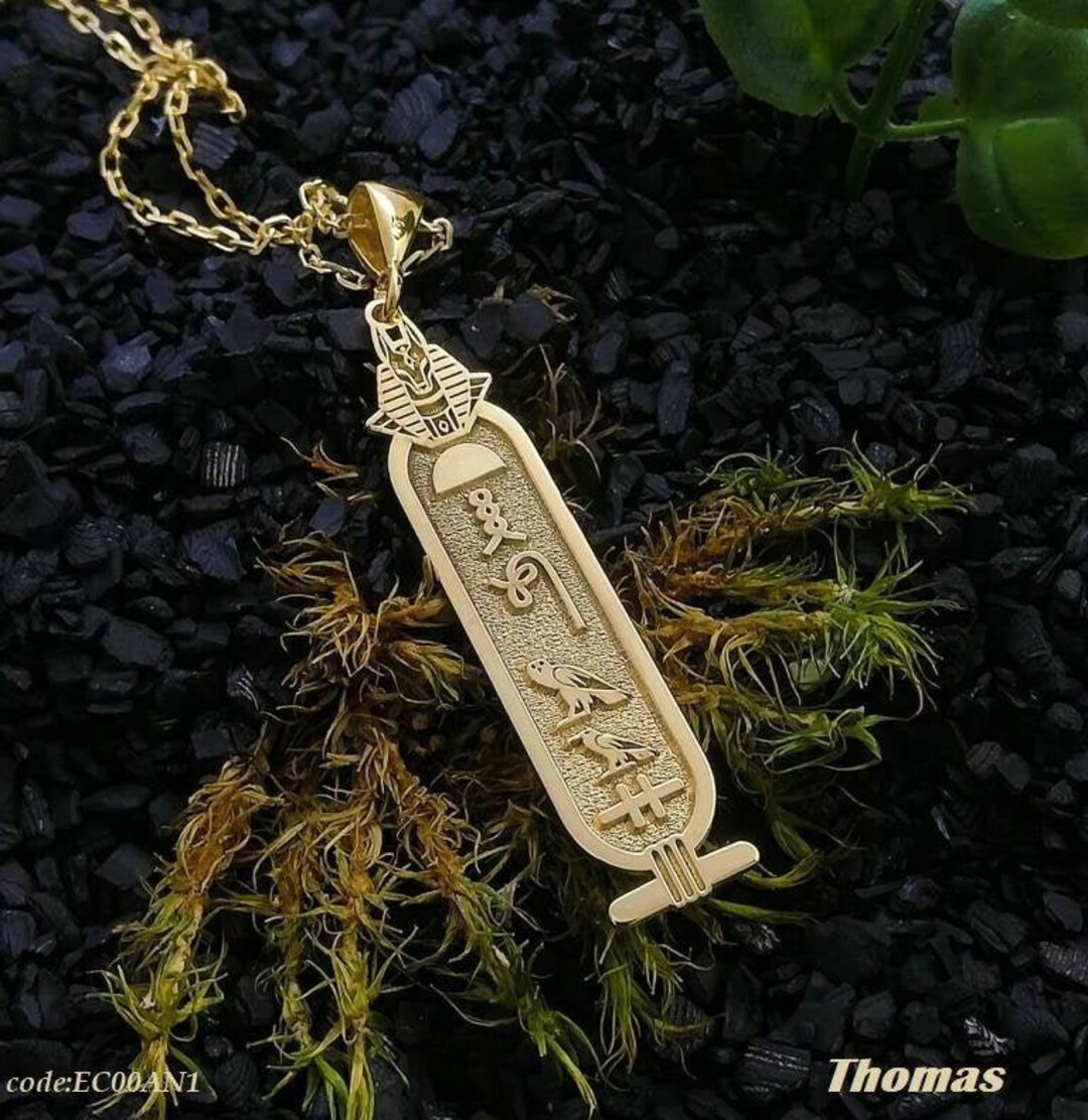 Anubis Cartouche Hieroglyph Name Necklace | Custom Made Anubis Pendant ...
