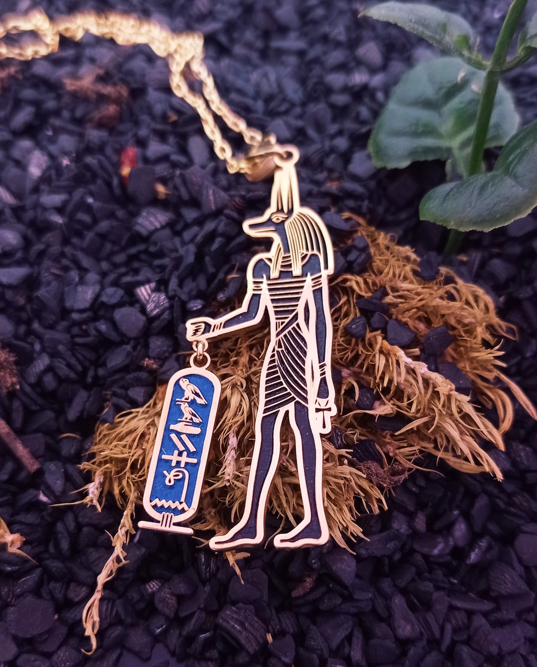 Personalized Egyptian Anubis Cartouche Necklace, Hieroglyphs Name ...