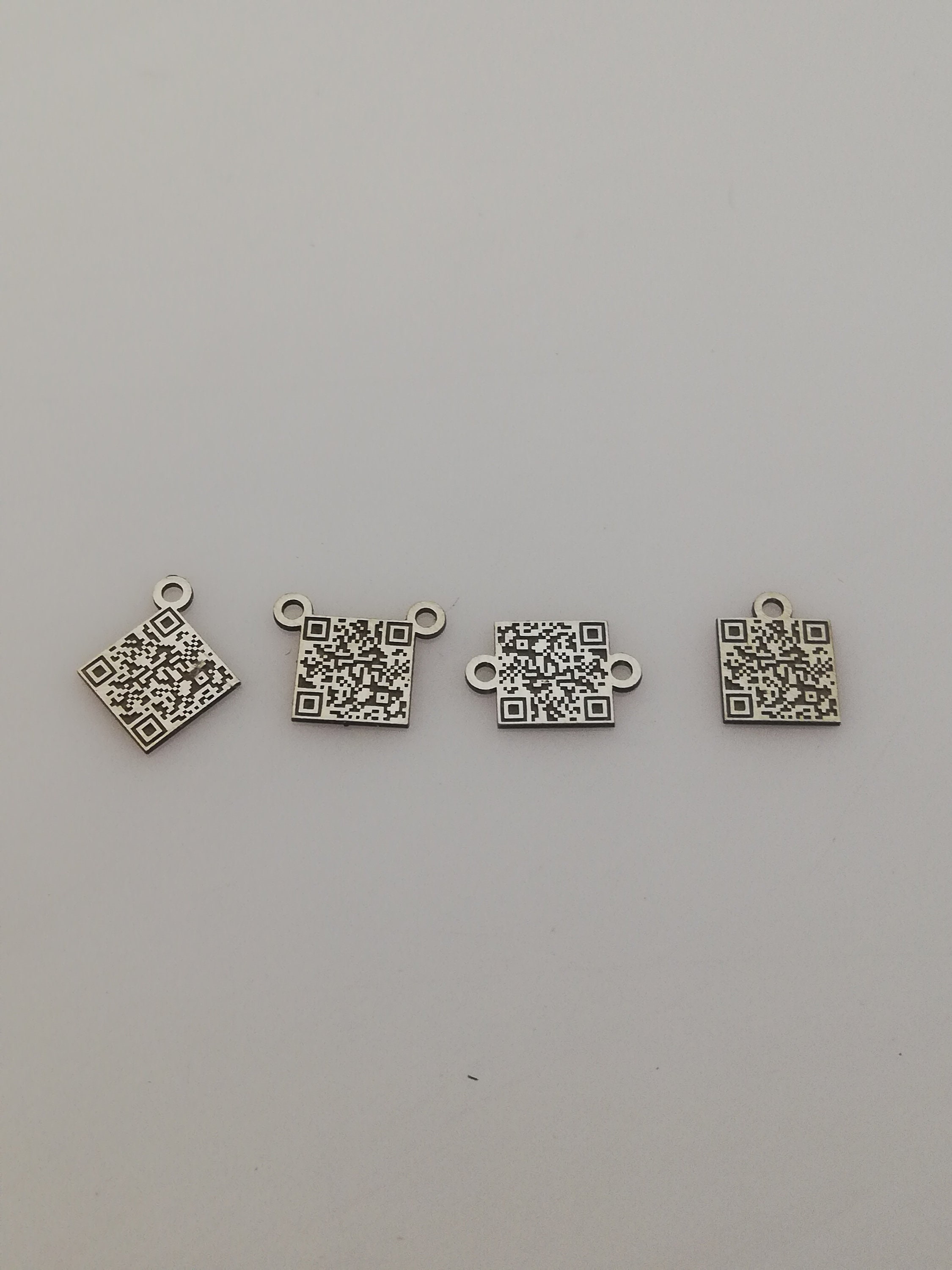 QR Code Logo Charm Link Tag for Your Brand Two Side Engrave | Etsy