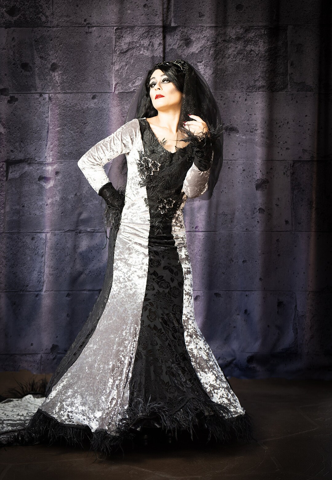 GOTHIC VICTORIAN QUEEN Bathory Silver and Black Wedding Dress/gown With ...