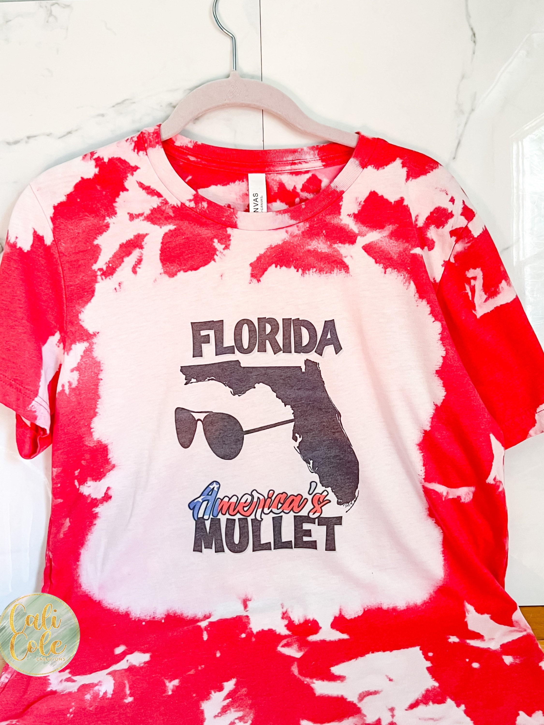 Bleached Florida Americas Mullet Red Soft Feel T-shirt - Etsy