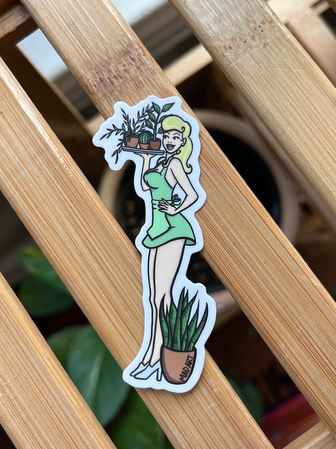 Pinup Plant Lady Vinyl Sticker, Plant Lady Sticker, Plant Vinyl Sticker ...