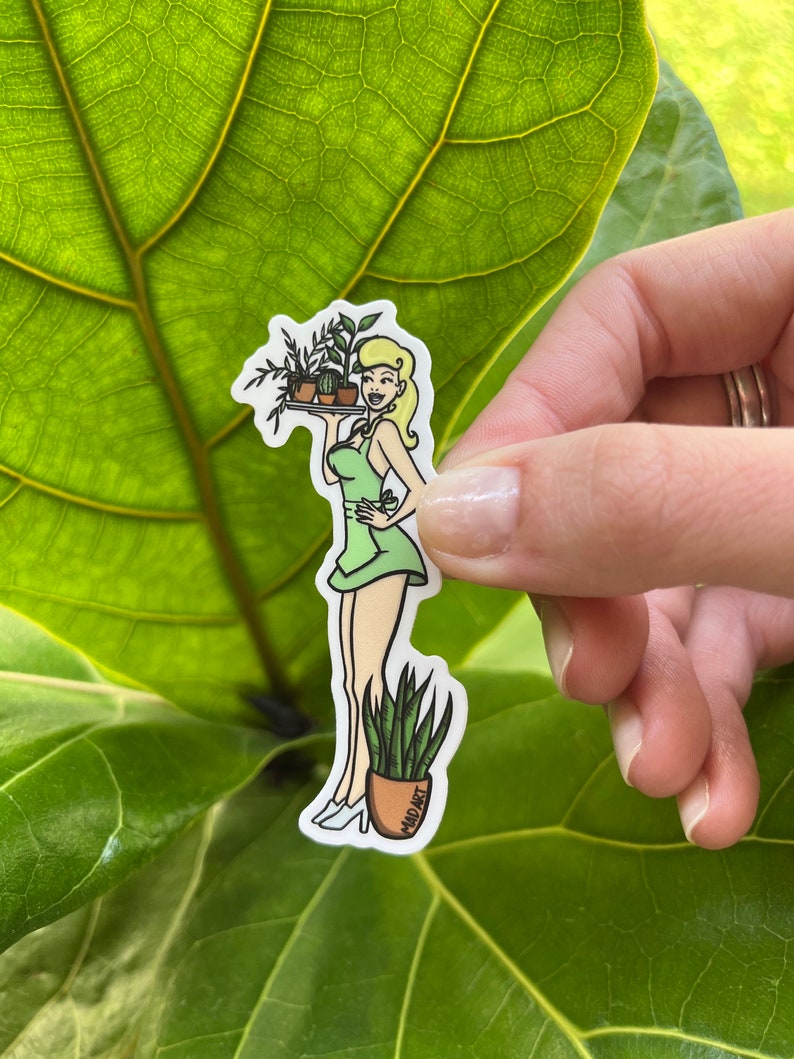 Pinup Plant Lady Vinyl Sticker - Etsy