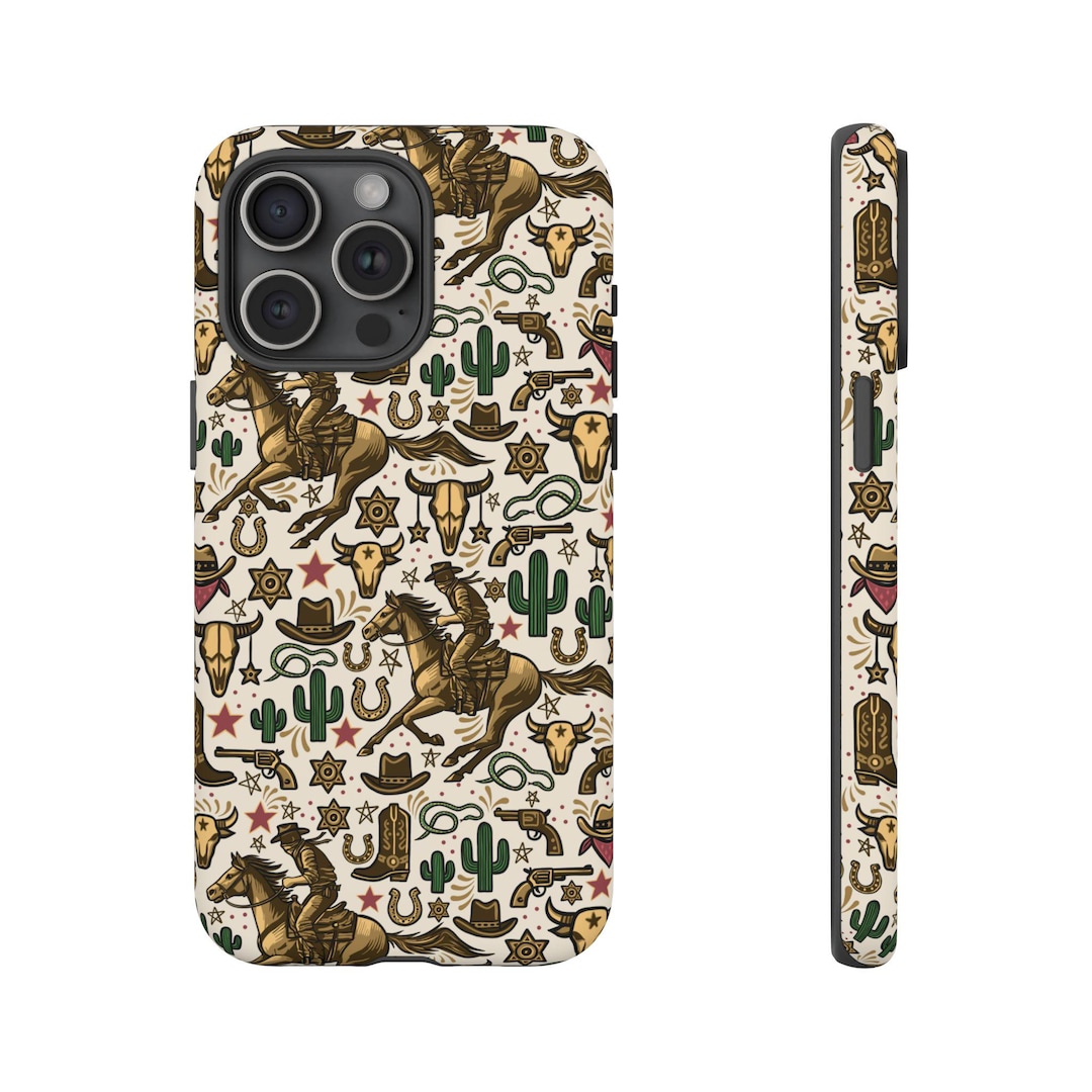 Cowboy Western Phone Case Wild West Cowgirl Collage Pattern Trendy ...