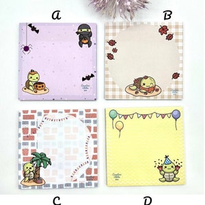 Holiday Sticky Notes Kawaii Sticky Notes Turtle Notepad - Etsy