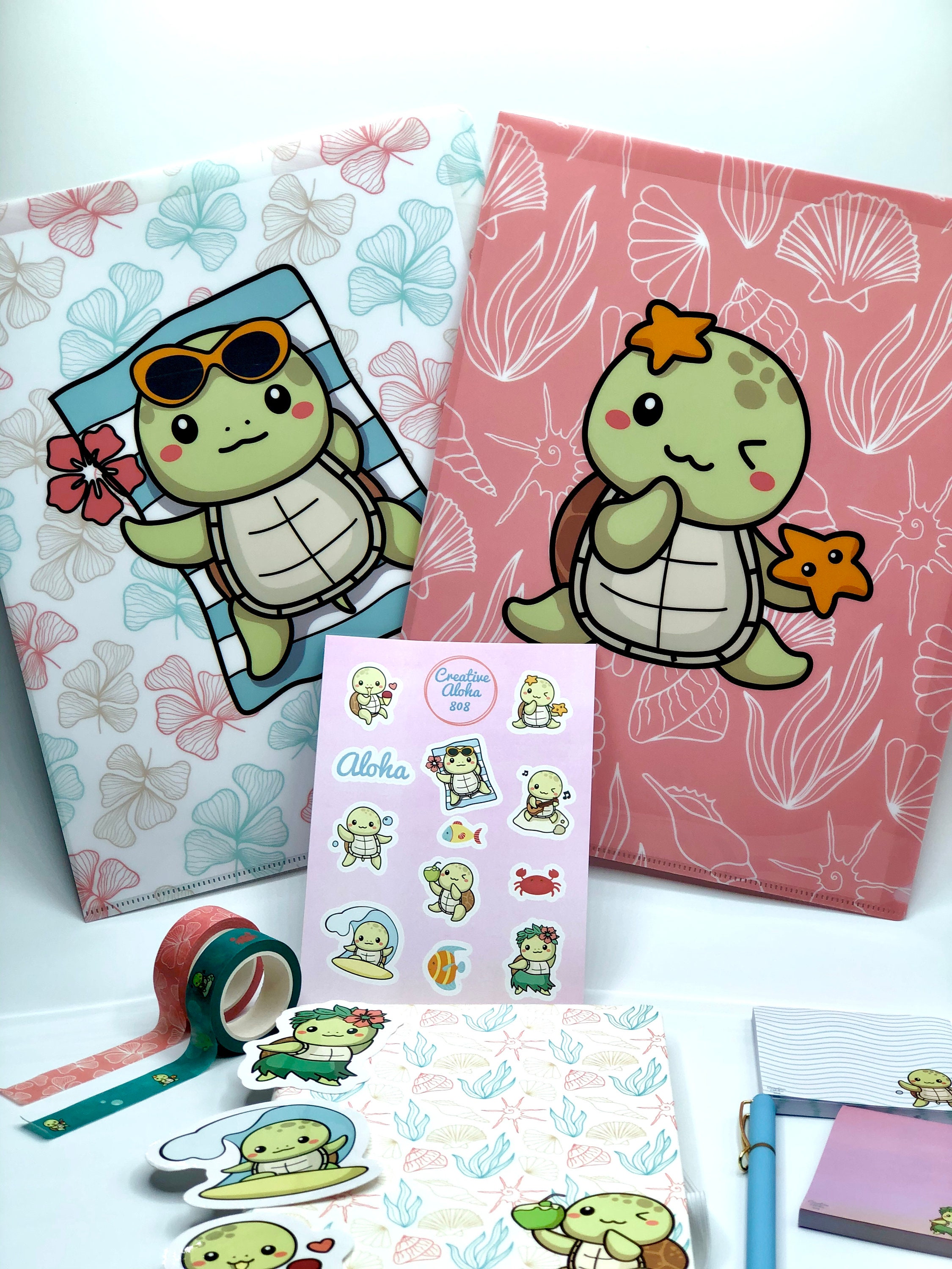 Cute Kawaii Stationery Set Sea Turtle Washi Tape Set Cute - Etsy