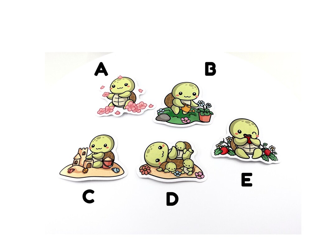 Cute Spring Turtle Decal Stickers Kawaii Turtle Vinyl Decal Stickers in ...