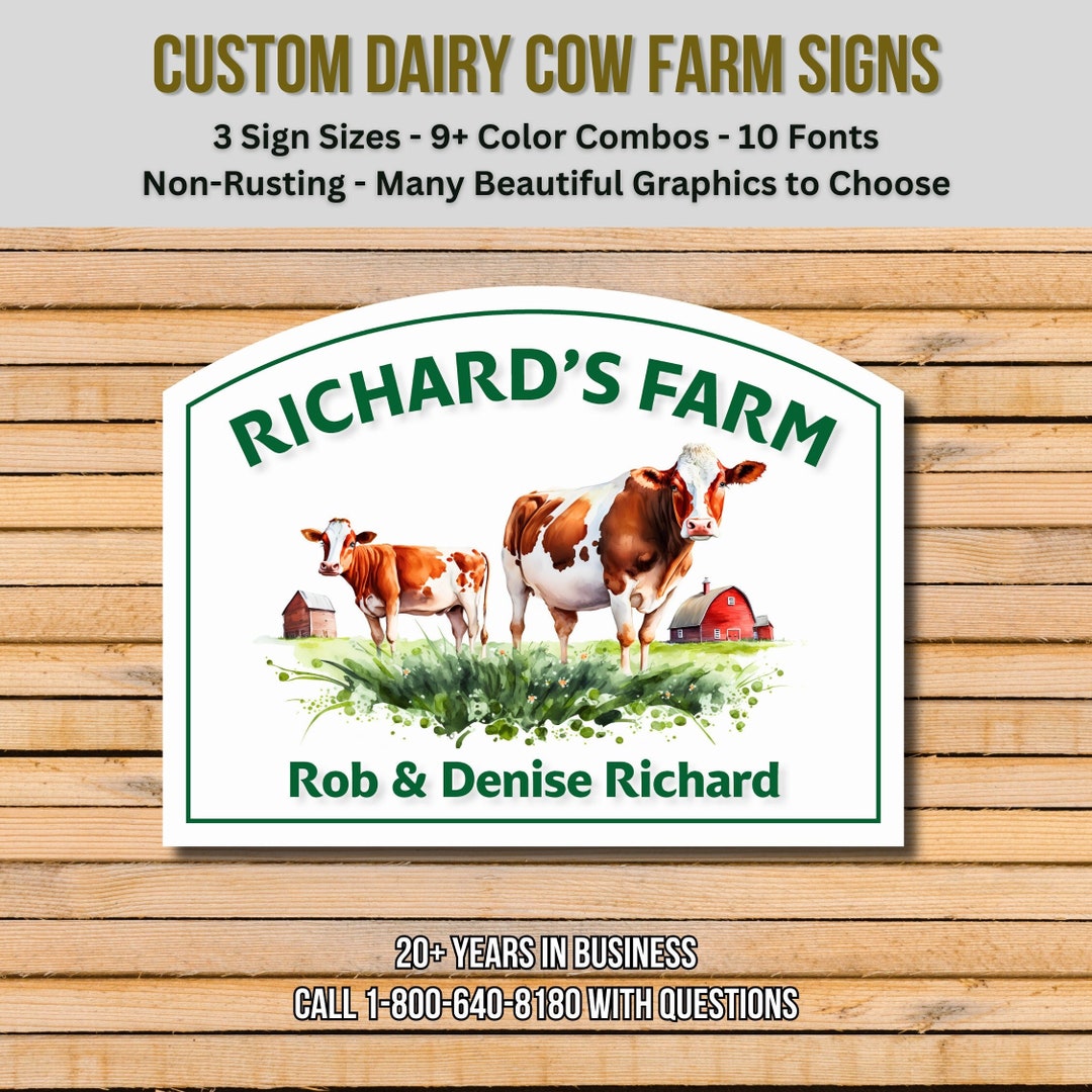 Custom Cow Farm Sign Outdoor Farm Signs Custom Farm Signs Dairy Farm ...