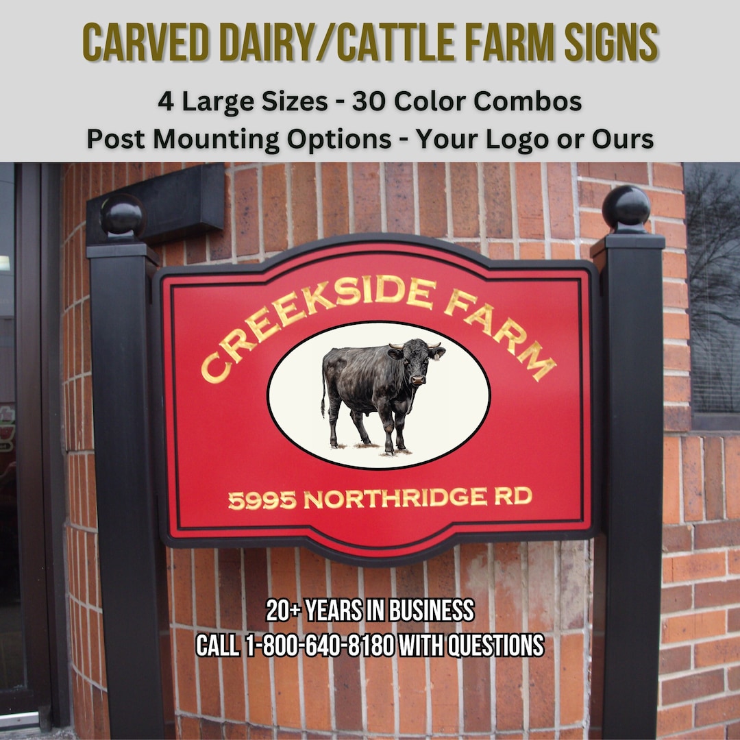 Carved Dairy Cattle Farm Signs, Custom Farm Entrance Sign, Outdoor ...