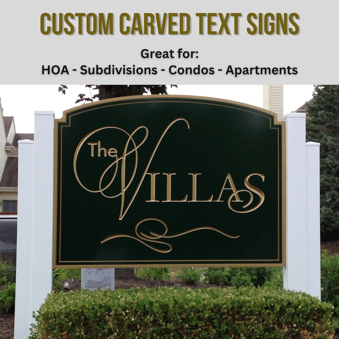 Custom Carved PVC HOA Sign: Personalized Subdivision Entrance - Etsy