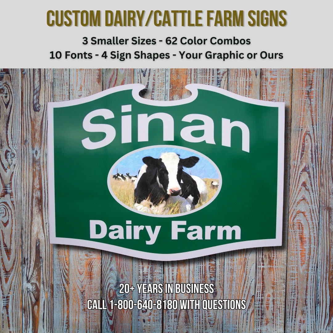 Cow & Dairy Farm Sign Deluxe PVC Custom Outdoor Sign Cattle Sign for ...