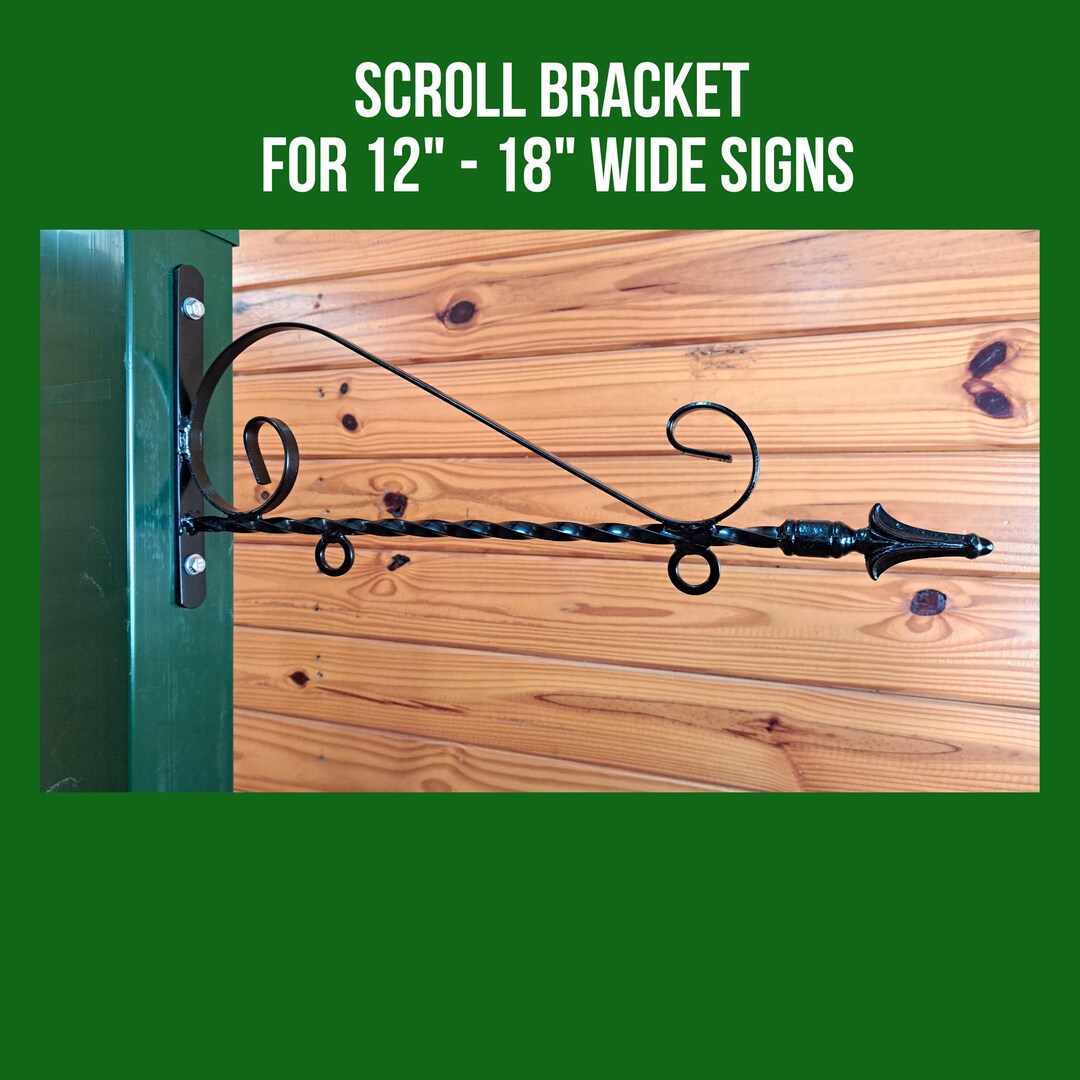 Handcrafted Steel Scroll Sign Bracket: Powder Coated Finish, 12-18 ...