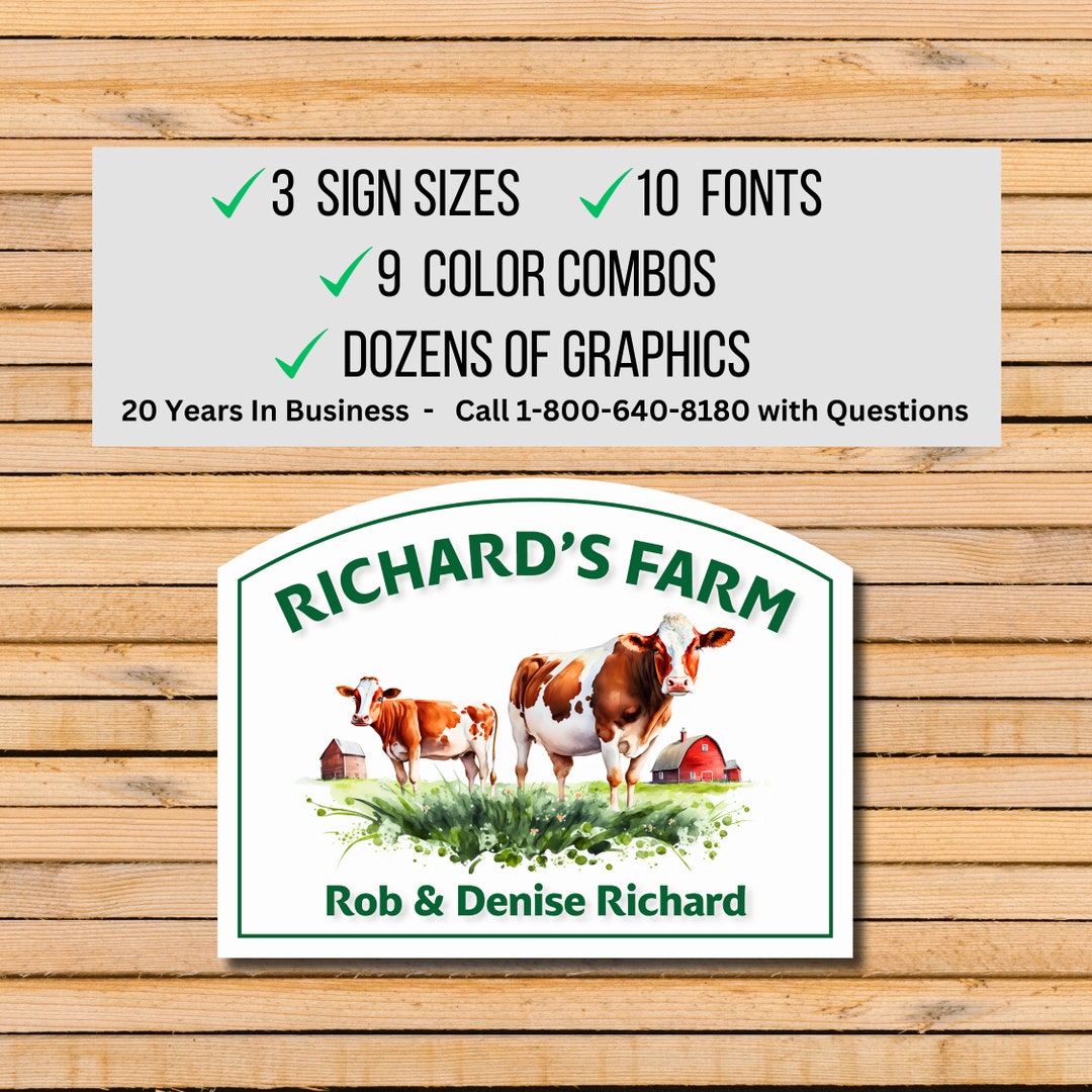 Custom UV Non-rusting Cow Farm Sign Outdoor Farm Signs Custom Farm ...